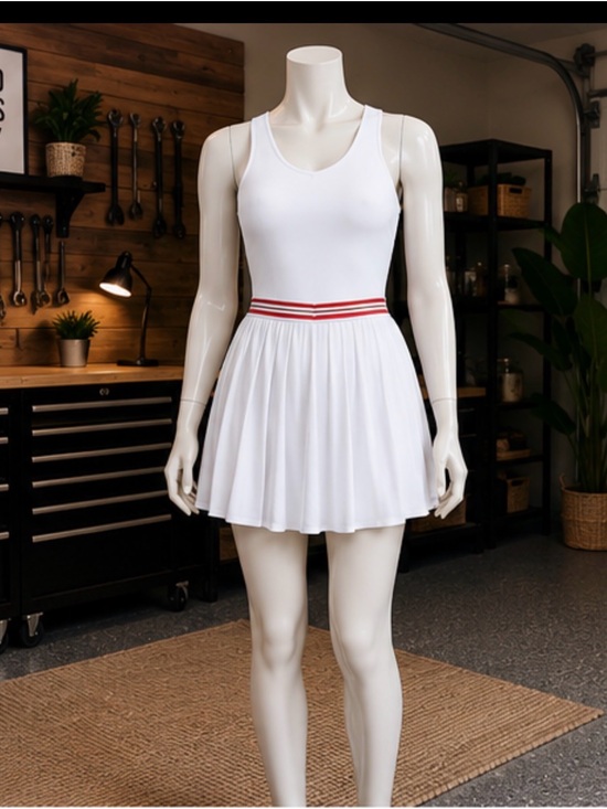 Avia | Dresses | Avia White Pleated Tennis Dress With Red Striped ...